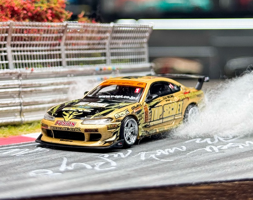 MINIGT 1:64 Gold Silvia S15 Top Secret D1GP Drift Model Diecast Metal ...