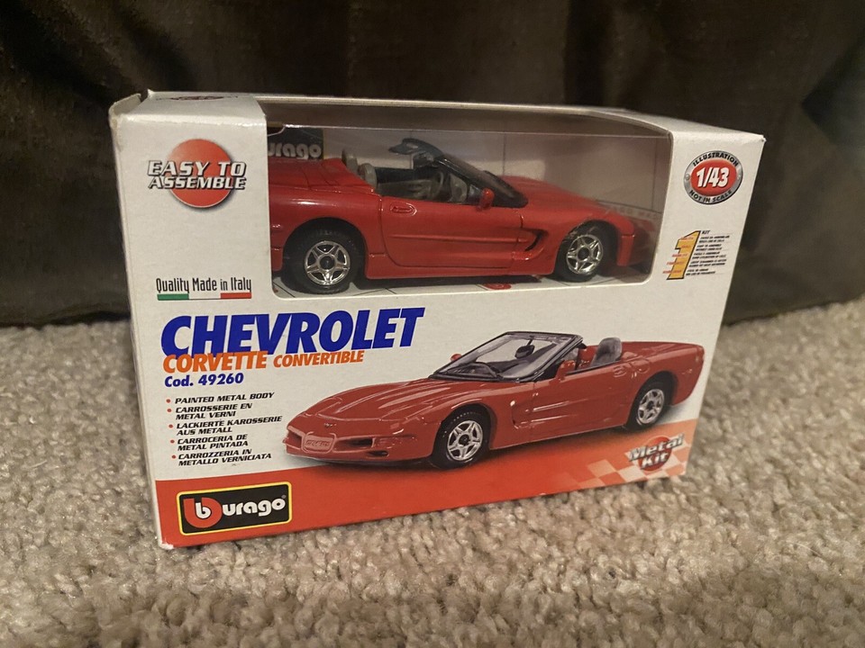 Burago Metal Model Kit 1:43 Scale Chevrolet Corvette Built Stickers In ...