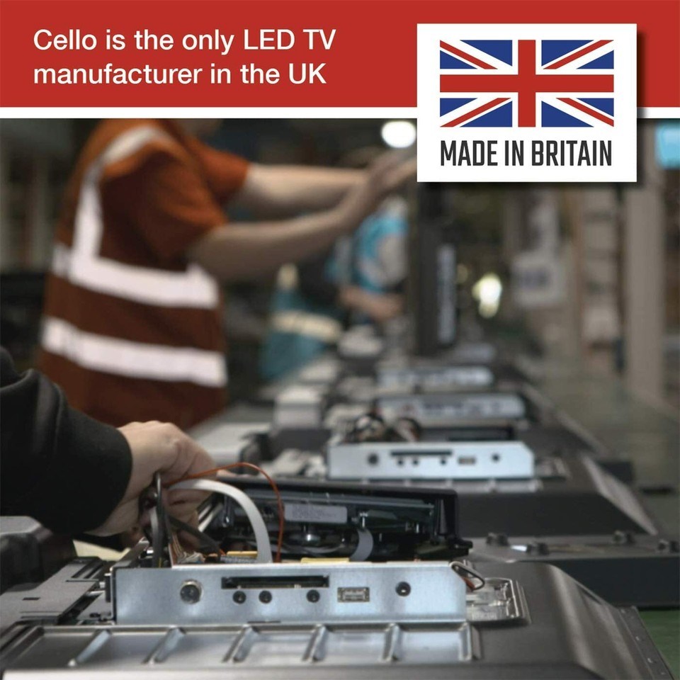 CELLO 32" INCH FREEVIEW HD LED TV WITH DVD 3 x HDMI & USB MADE IN UK ...