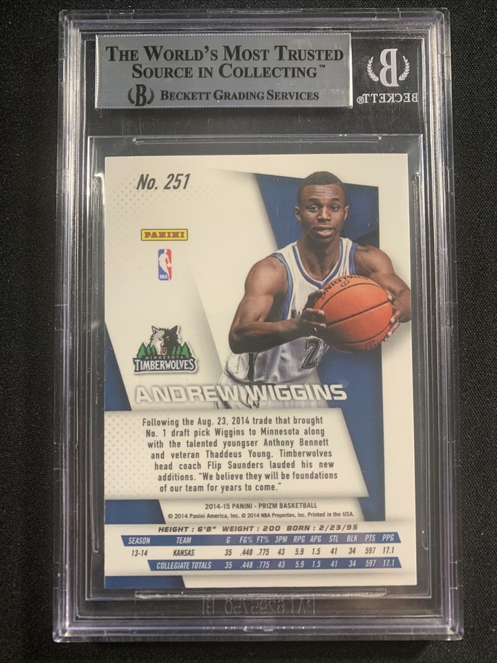 Andrew Wiggins 2014-15 Panini Prizm BGS 9 Rookie Card RC #251 GS ...
