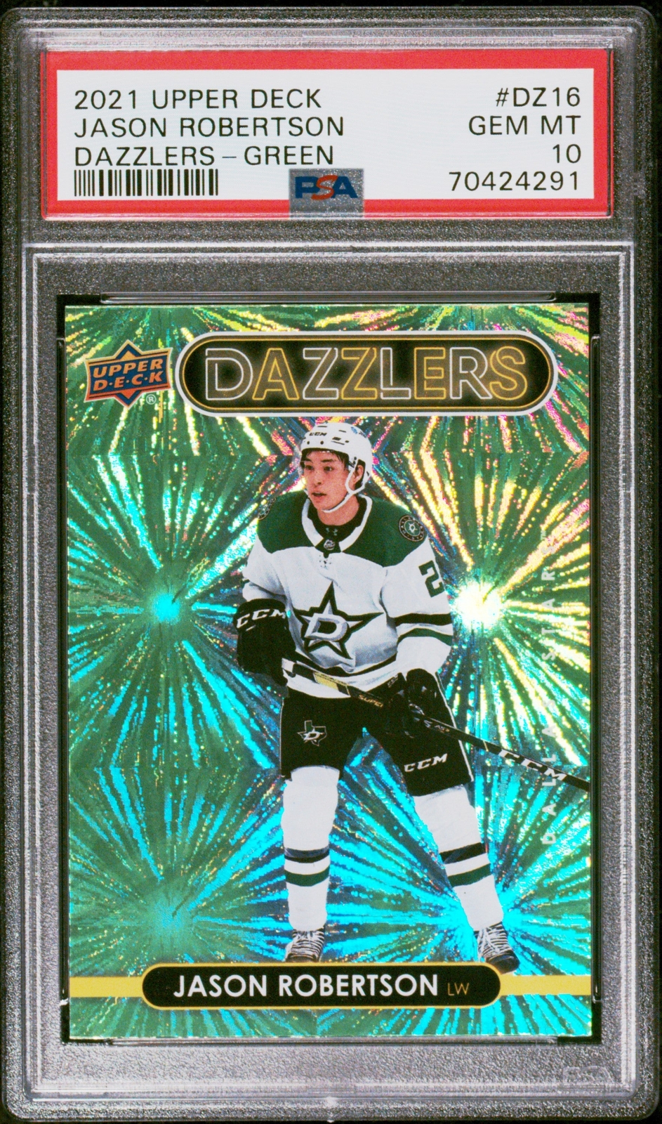 Graded 2021 Upper Deck Jason Robertson #GZ Dazzlers Green Hockey Card ...