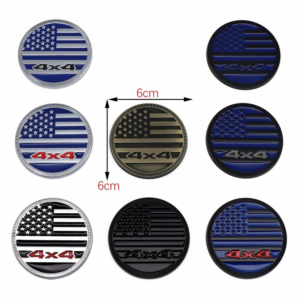 4x4 Metal Emblem Round US USA American Stars Stripes Flag Badge Fit Car ...