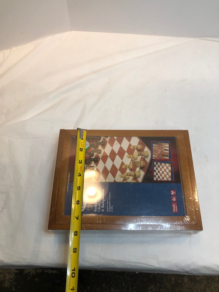 Pavilion Bookshelf Chess, Checkers Game & Backgammon Set - 3 Games in 1 ...