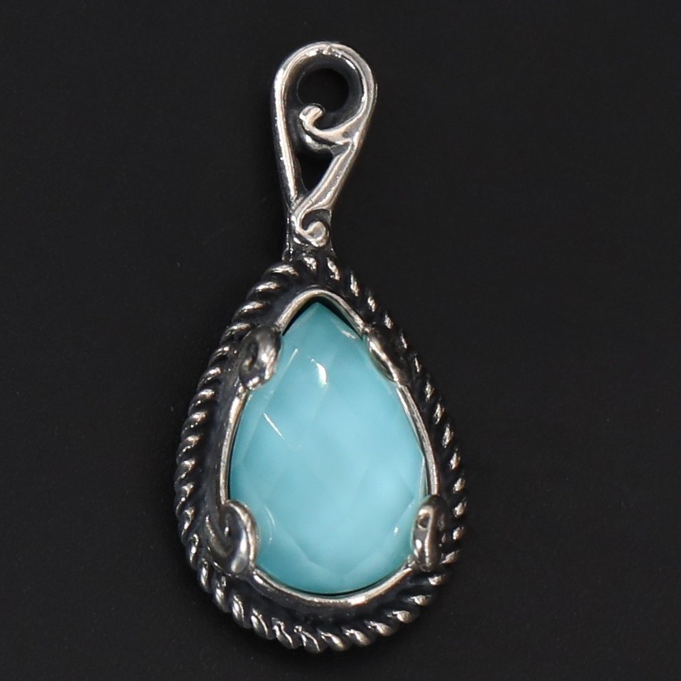 Sterling Silver CAROLYN POLLACK Turquoise Doublet Teardrop Necklace ...
