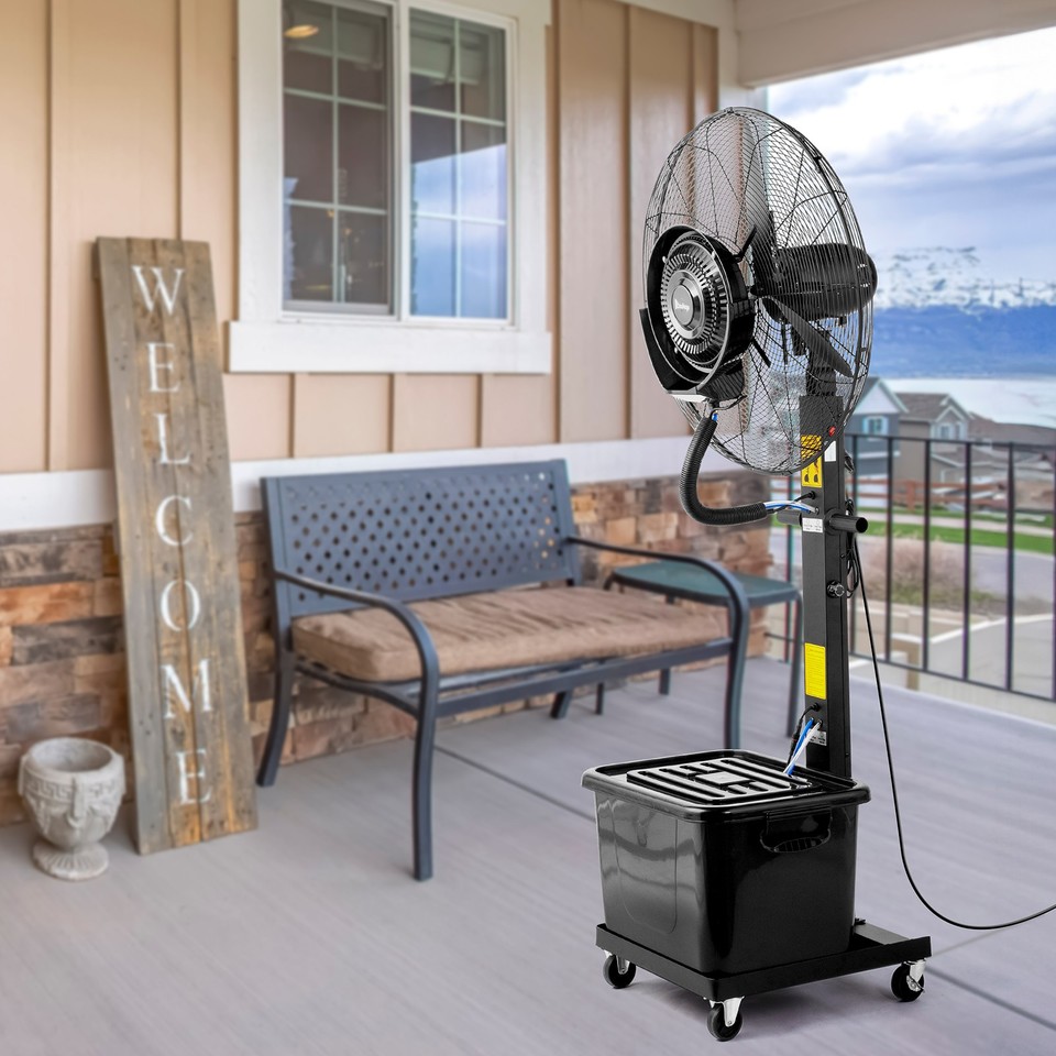 26" Large Misting Fan With 60 Degree Oscillation 11 Gallon Water Tank ...