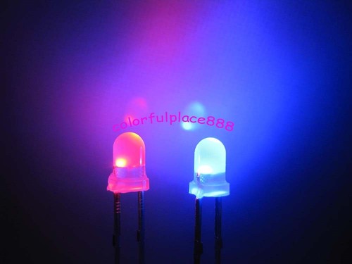 100pcs, 3mm Red/Blue Dual Bi Color Polar Changing Led Diffused Leds ...