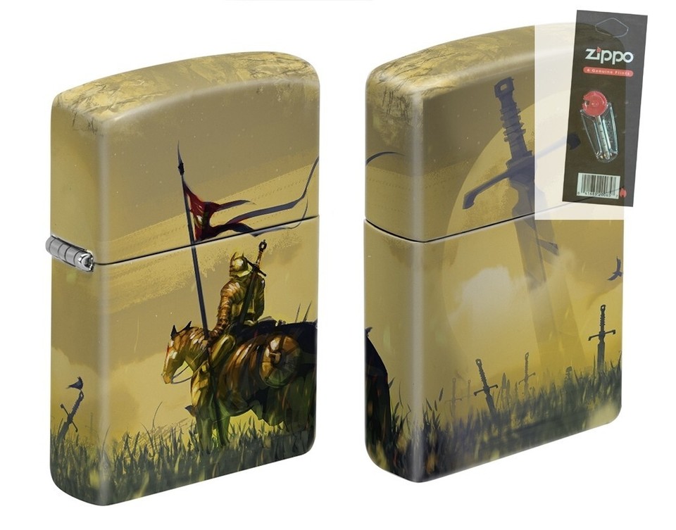 Zippo 03607 Medieval Knight Cavalry Flag Sword Horse 540 Lighter ...