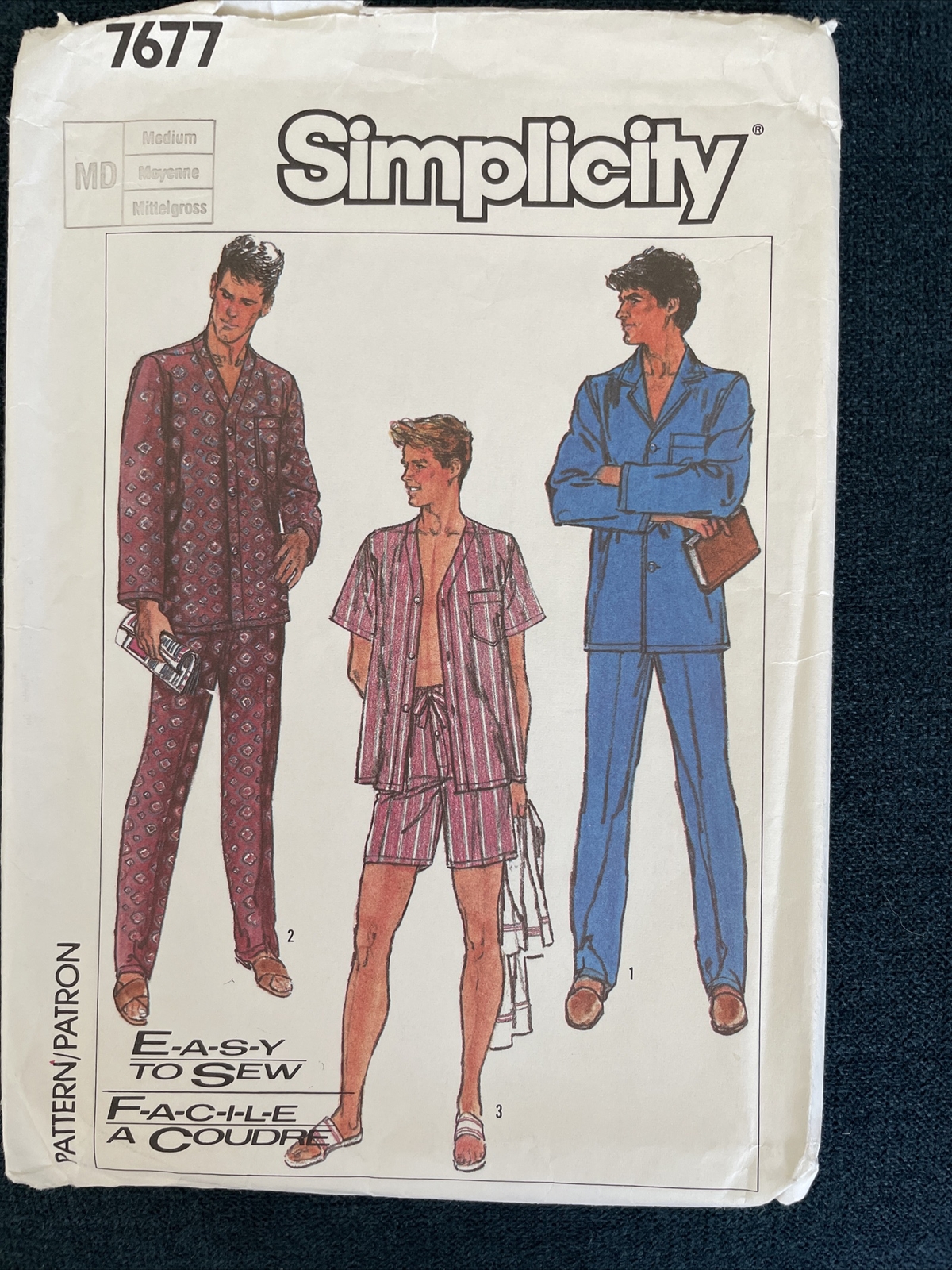 SIMPLICITY 7677 MEN’s Pajamas,Short & top, pants Easy SIZE Medium | eBay