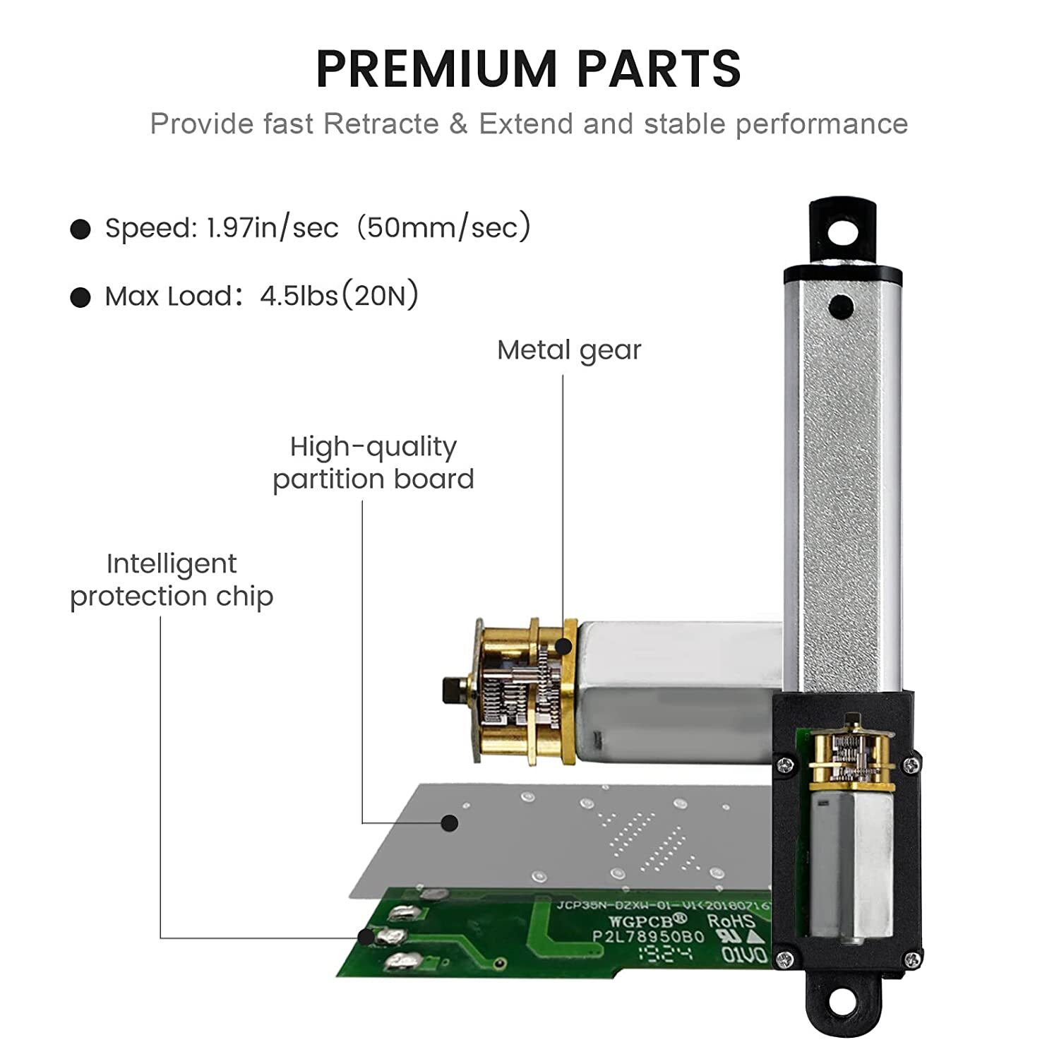 12V Micro Mini Linear Actuator Motor 21mm 30mm 50mm 75mm 100mm Stroke ...