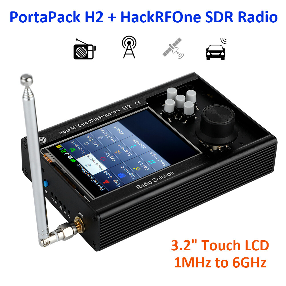 Portapack H2 HackRF SDR 1mhz to 6ghz GPS 3.2" Touch LCD Battery Metal ...