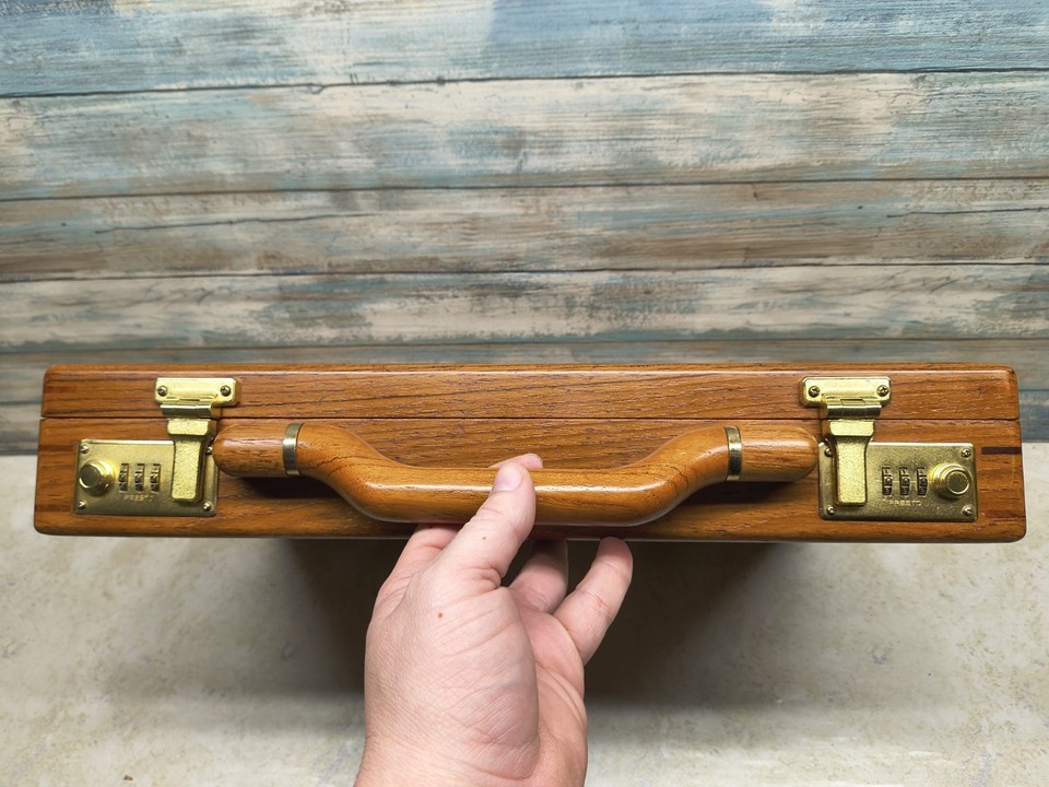 Vintage Wood Briefcase Wooden Attache Case Presto Combination Locks | eBay