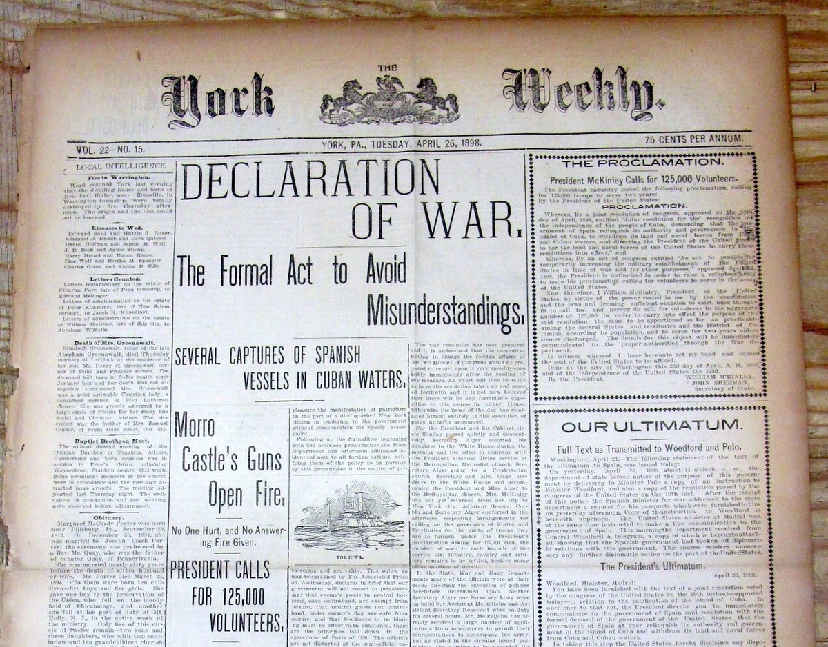 Spanish American War Chronology Of The Spanish American War, 1898