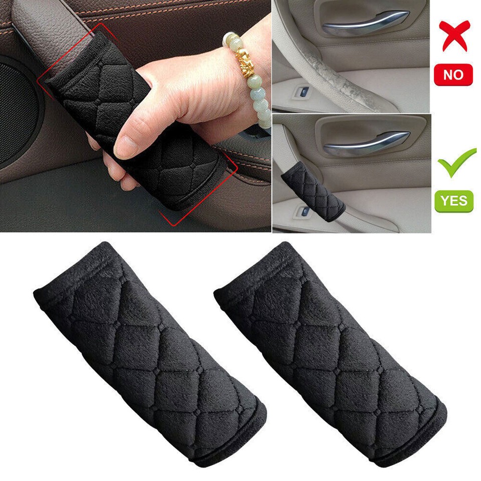 2pcs Car Interior Door Handle Cover Roof Handrail Plush Armrest Handle ...