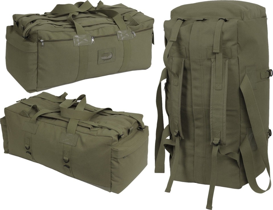 Tactical Canvas Duffle Bag & Backpack, Israeli IDF Mossad Double Strap ...