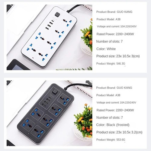 Multi Head Power Board With 2m Extension Cable Usb Port Charging Power ...