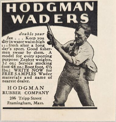 1929 Print Ad Hodgman Waders Fisherman Fly Fishing Hodgman Rubber ...