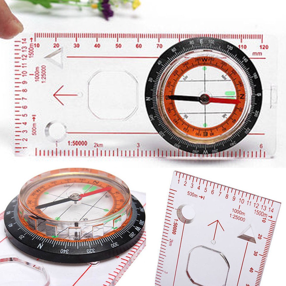 Compass Ruler Magnifying Scale Scout Hiking Camping Boating ...