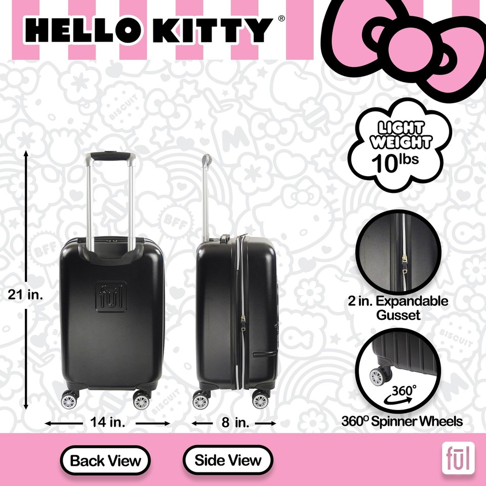 Hello Kitty Carry On Luggage, Molded Hardshell Rolling Suitcase with ...