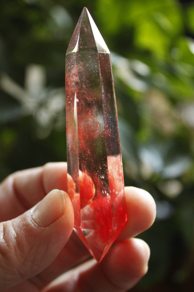 1pcs 3.4" Pretty Red Smelt Quartz Crystal Double Terminated Wand ...