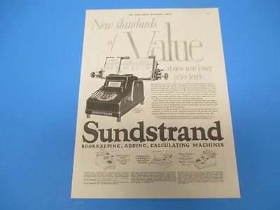 1926 SUNDSTRAND Bookkeeping, Adding, Calculating Machines Print Ad ...