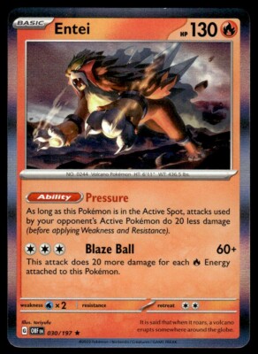 2023 Pokemon Scarlet & Violet - Obsidian Flames Holo Entei Rare #30 | eBay