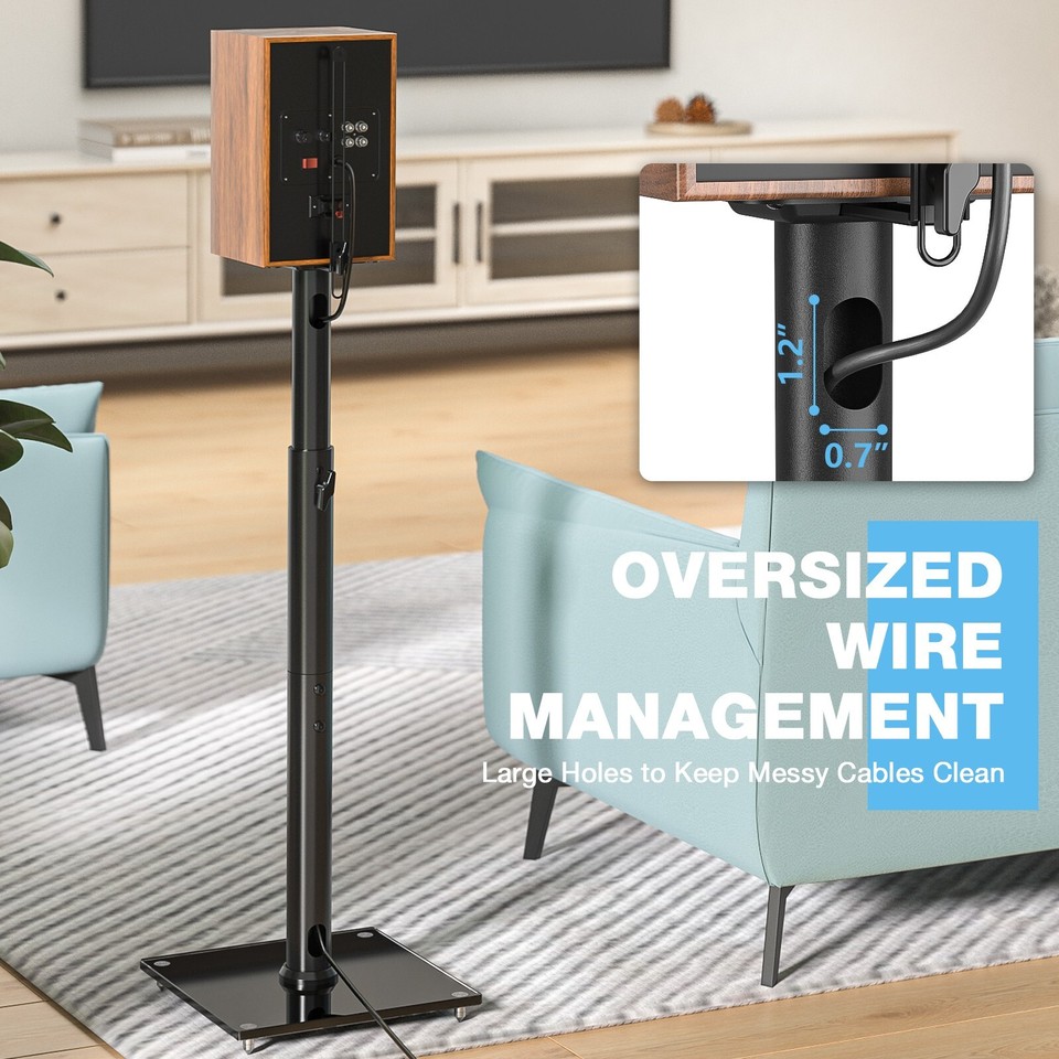 Speaker Stands Pair 32.4-43 Inch Height Adjustable Stands for Bookshelf ...