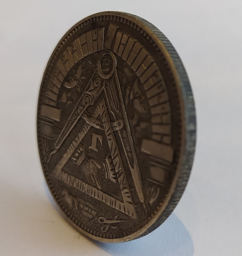 Silver Masonic Illuminati Coin Freemasons Mystery Strange Old Square ...