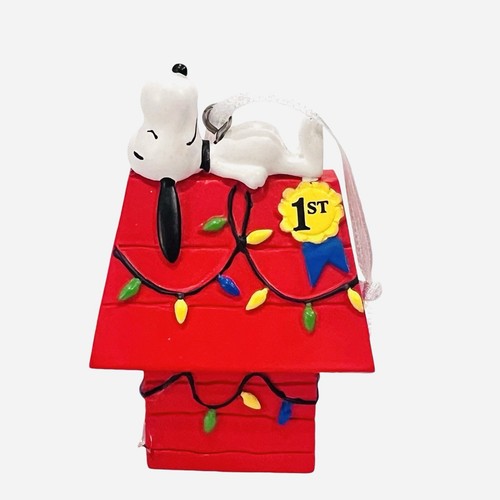 Hallmark Snoopy Peanuts On Doghouse 1st Place Christmas Tree Ornament ...