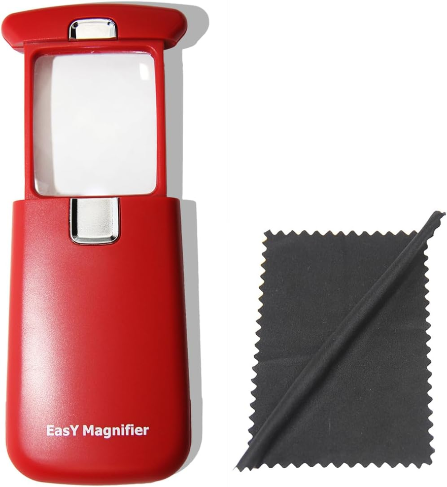 Small Pocket Magnifying Glass 3.0X with LED Light for Reading; Lighted ...