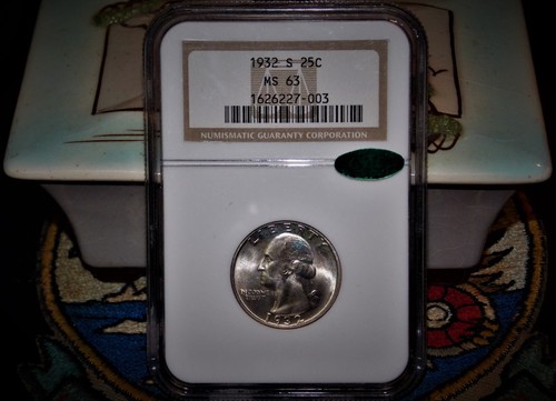 ***CAC*** 1932-S 25C- NGC MS63 WHITE MINT LUSTER OBVERSE WASHINGTON ...