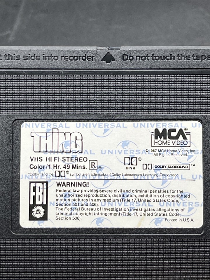 The Thing VHS Kurt Russell John Carpenter VHS Sci-fi Horror Classic ...