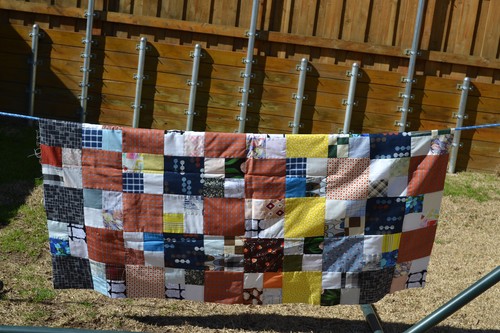 a scrappy four-patch quilt top | eBay
