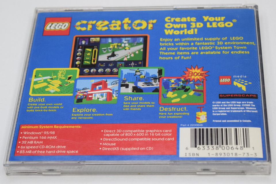 LEGO Creator (PC, 1998) CD-ROM ~ PC Computer Game 663338000106| eBay