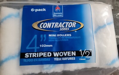Sherwin Williams 650166192 Mini Rollers 4" Striped Woven 1/2" Nap 6pk | eBay