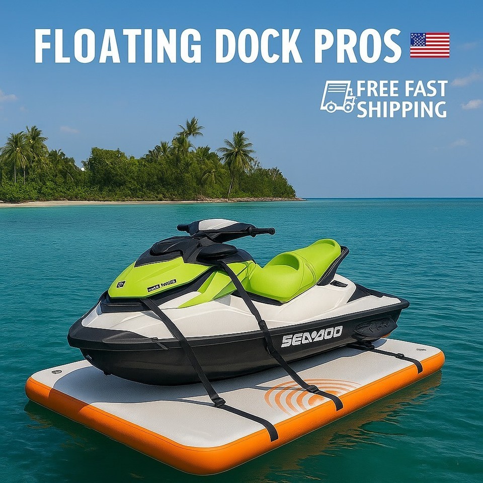 Inflatable Floating Dock 8x5ft Jet Ski Raft Platform w/ Ladder & Pump ...