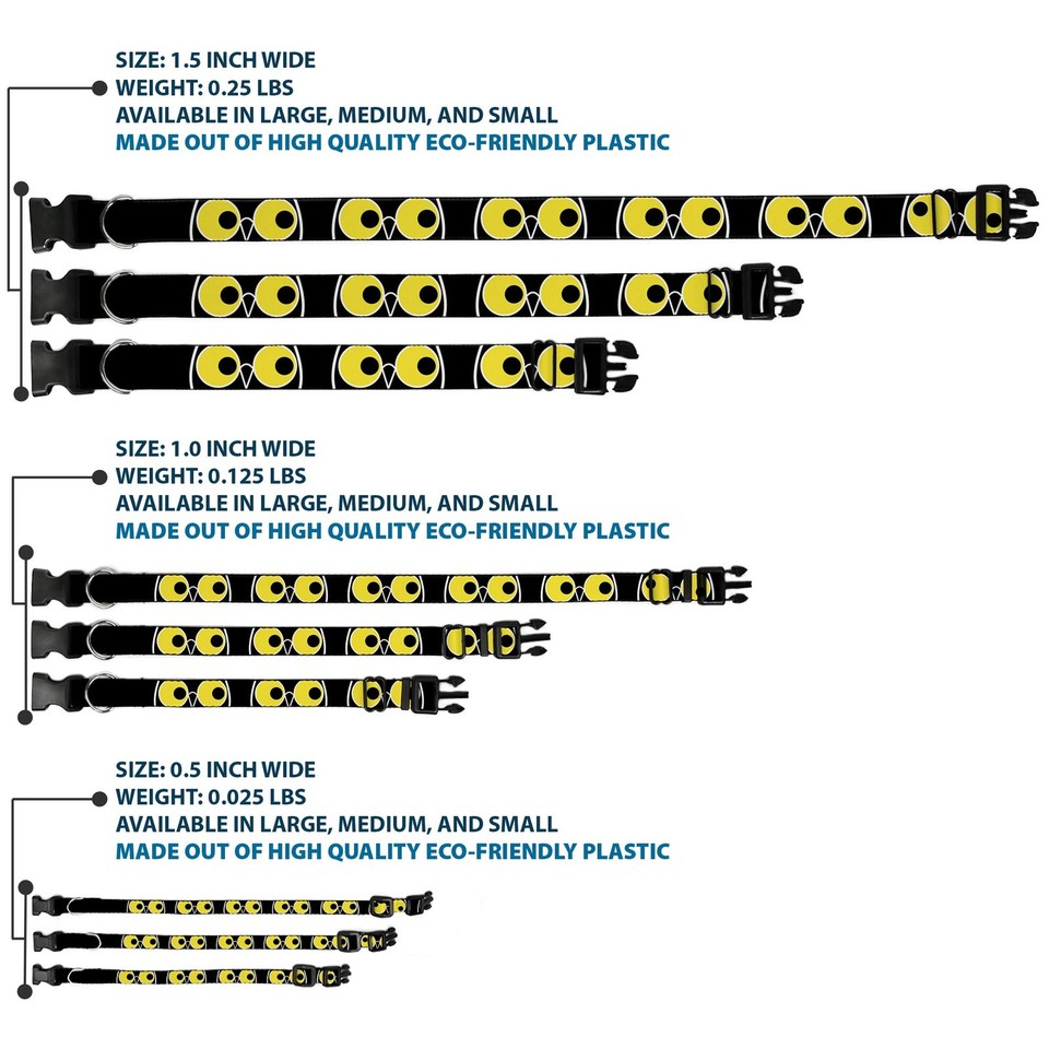 Plastic Clip Collar Owl Eyes 3 NARROW-Small 7-8.5" | eBay