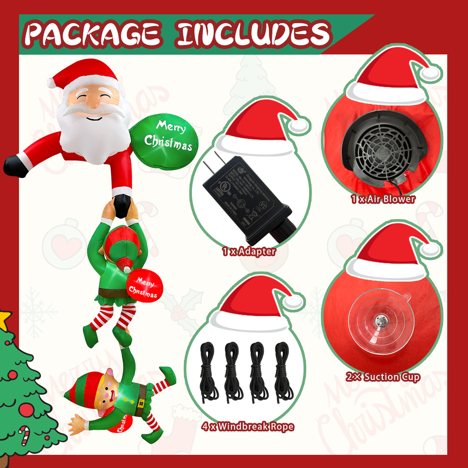 8ft Santa Clause Elves Hanging Christmas Outdoor Inflatable | eBay