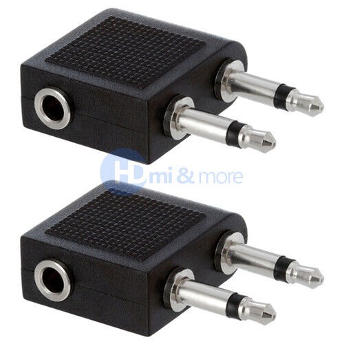 3.5mm Dual Mono Male to 3.5mm Stereo Female Audio Adapter Airplane ...