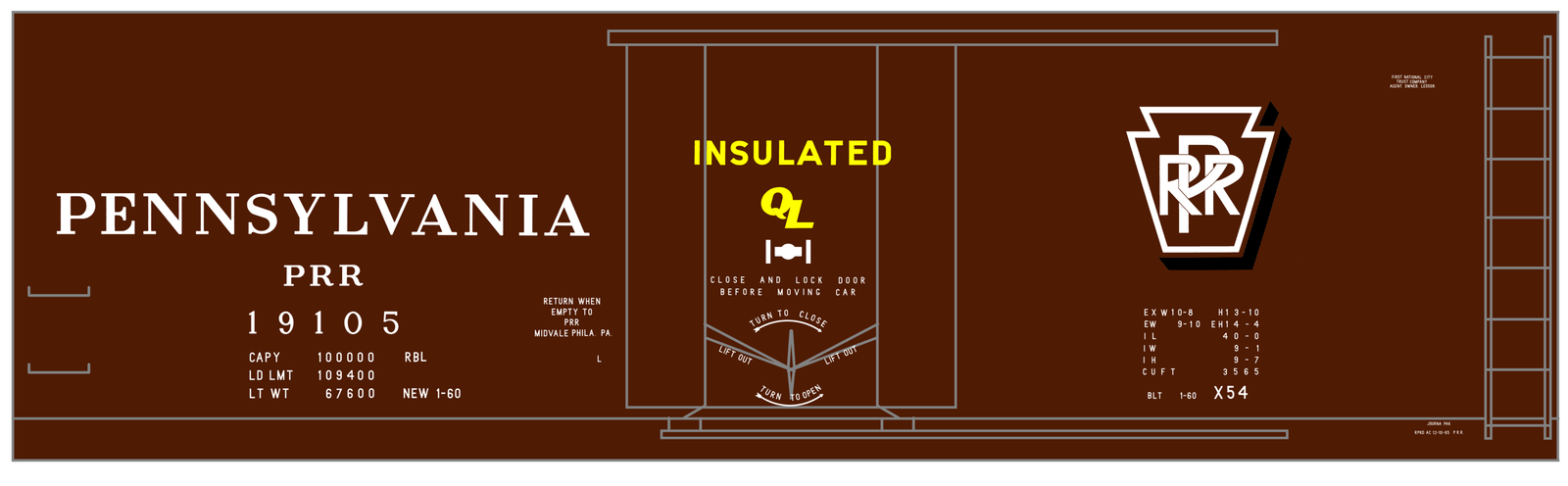 K4 HO Scale Decals Pennsylvania Railroad PRR X54 40 Ft Insulated Boxcar ...