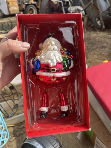 Pier 1 Santa With Dangling Legs Christmas Mouth Blown Glass Ornament ...