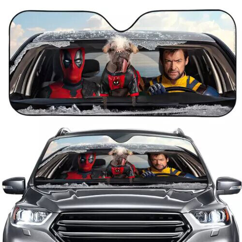 Deadpool Dogpool Vs Wolverine Driving Shatter Car Windshield Sun Shade ...