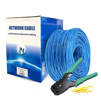 305m Cat6 UTP Network Ethernet LAN Solid Cable Roll + Cable Plier ...