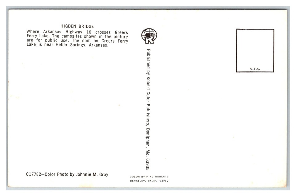 Higden Bridge Greers Ferry Lake Arkansas AR Postcard | eBay