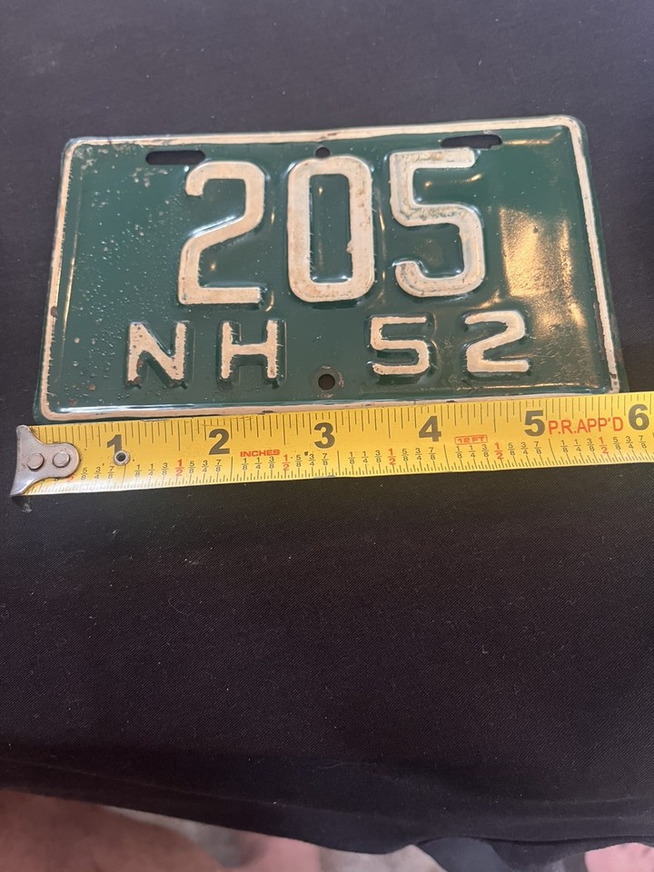 1952 New HamHampshire MOTORCYCLE License Plate Three DIGIT #205 No Reserve | eBay