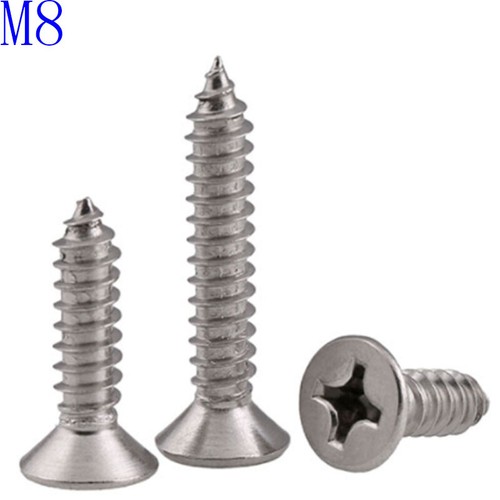 M8 Flat Head Phillips Self Tapping Screws A2 304 Stainless Steel Wood ...