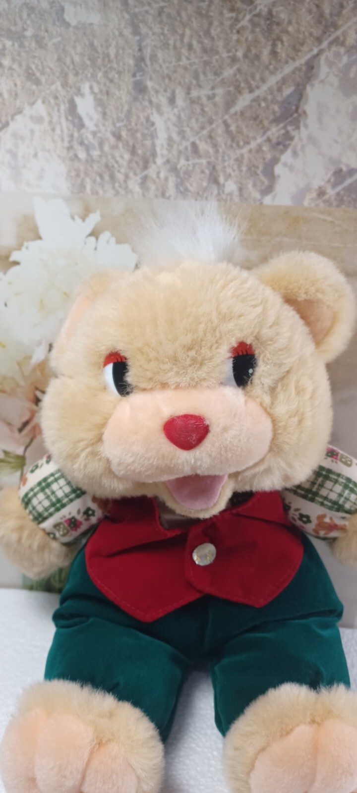 GAF CHRISTMAS PLUSH TEDDY BEAR Singing "JINGLE BELLS" Battery Operated ...