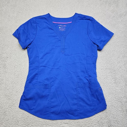 Purple Label Scrubs Top Women's Small Short Sleeve Blue Nursing Medical ...