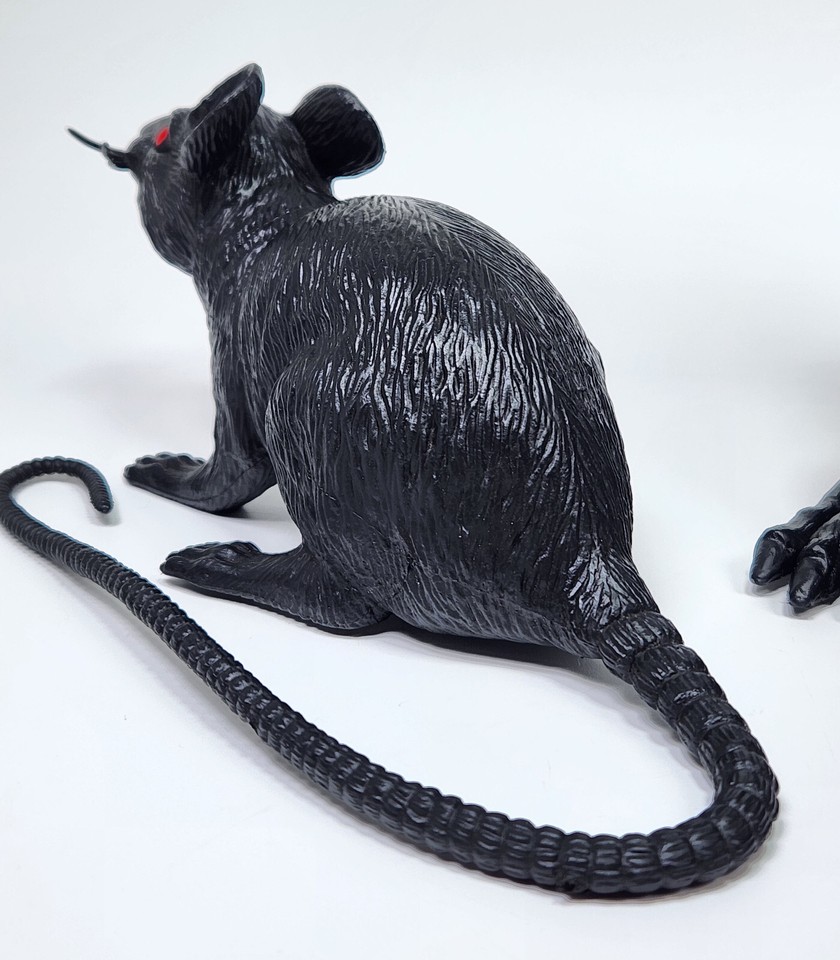 Rubber Rat 7" Prop Fake Black Prank Halloween Decoration Haunted House ...