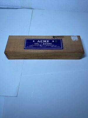 vintage ACME Combination OIL STONE in dovetailed WOOD BOX Sharpening ...
