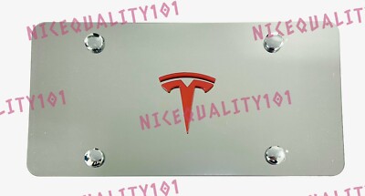 3D Tesla Front Vanity Stainless MIRROR Finished License Plate Frame ...